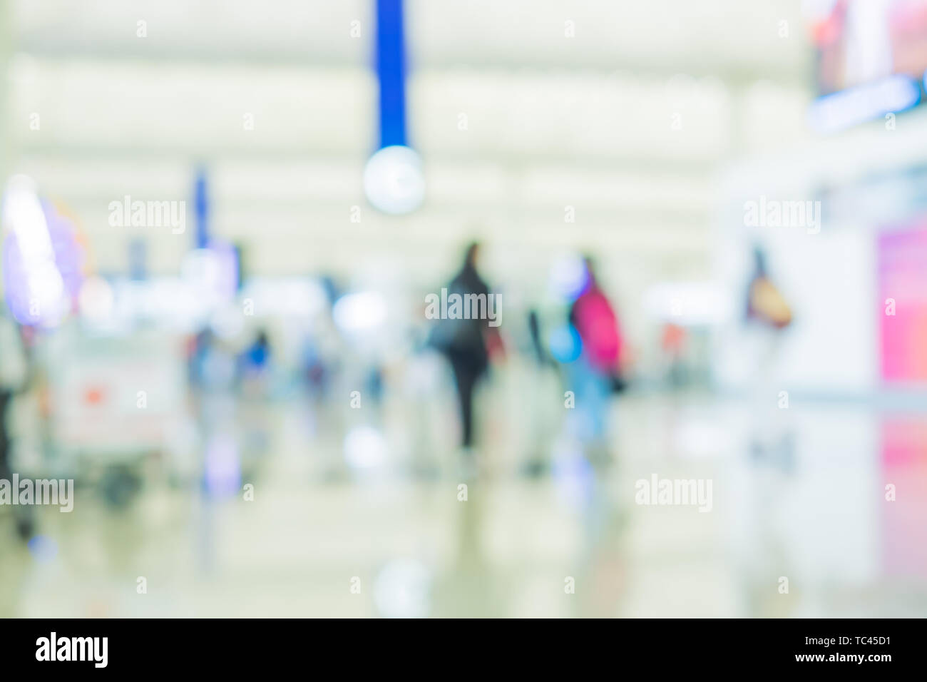 Blurred background,Traveler with baggage at Terminal Departure Check-in ...