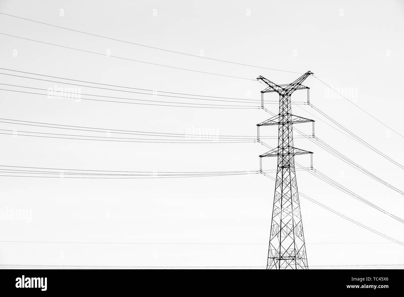 Power distribution towers Black and White Stock Photos & Images - Alamy