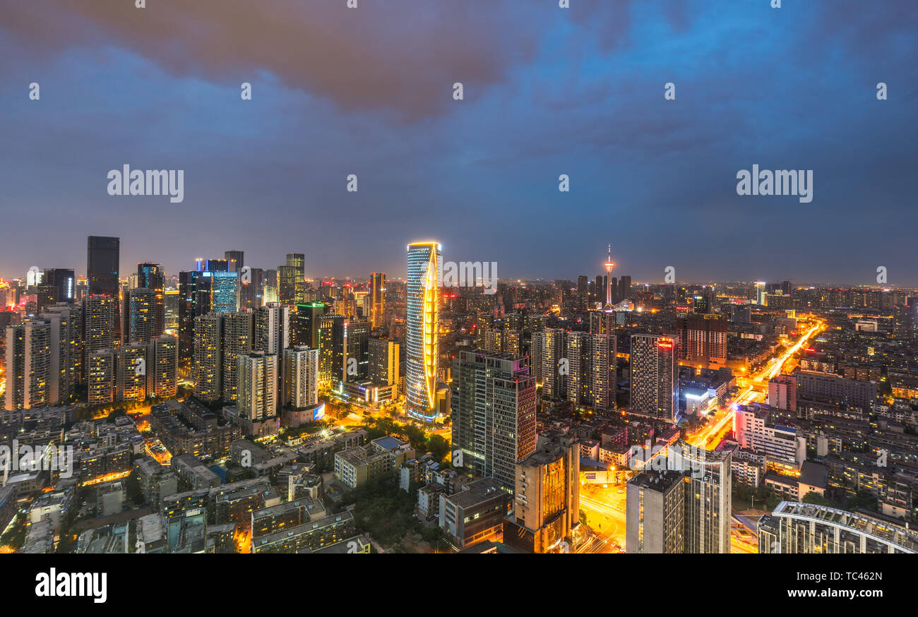 Chengdu city skyline night view Stock Photo - Alamy