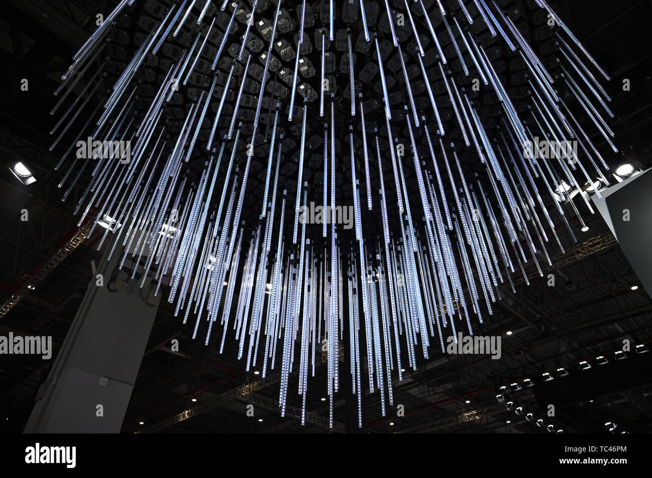 Indoor waterfall lighting arrangement Stock Photo - Alamy