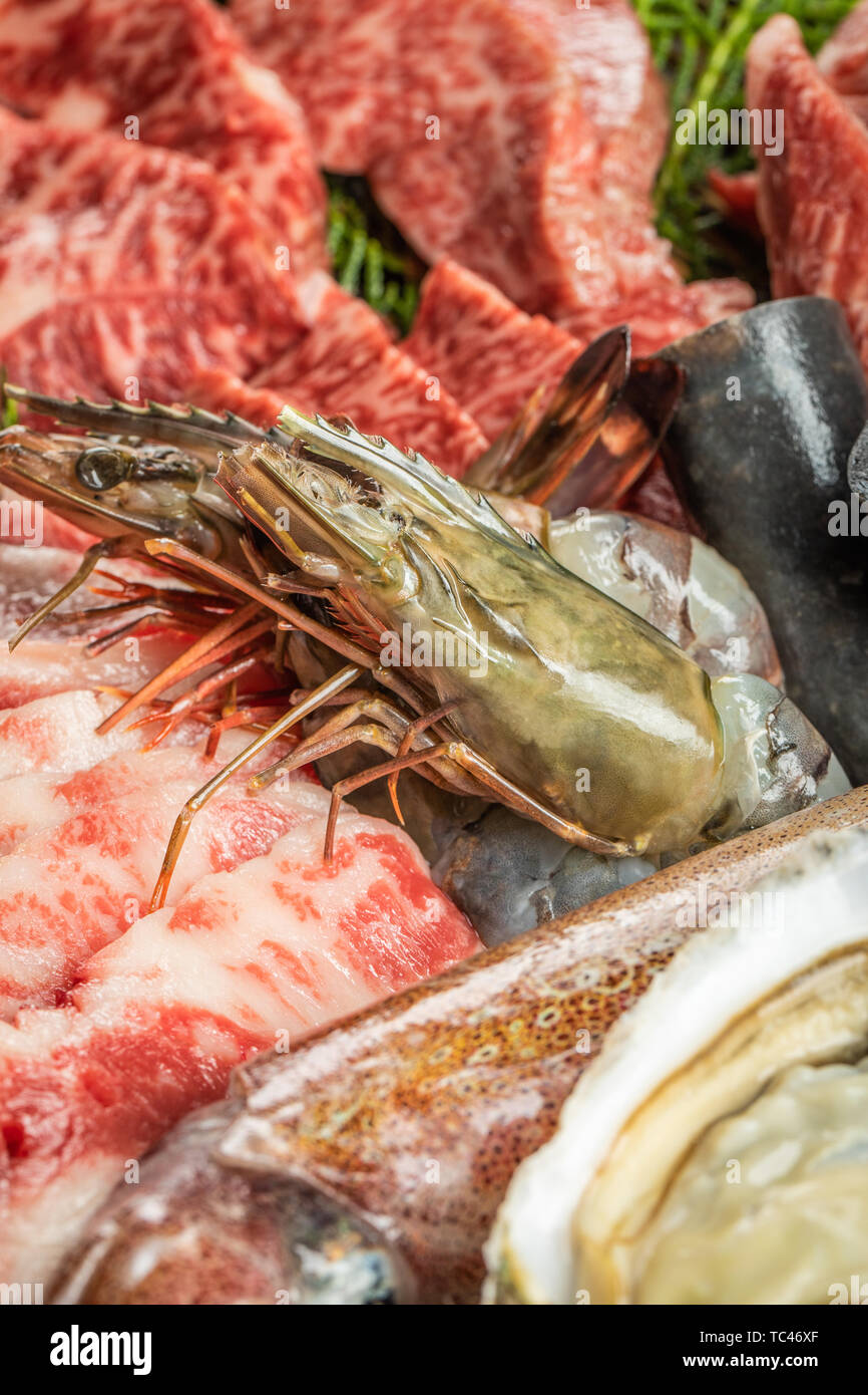 Japanese meat and seafood Stock Photo - Alamy