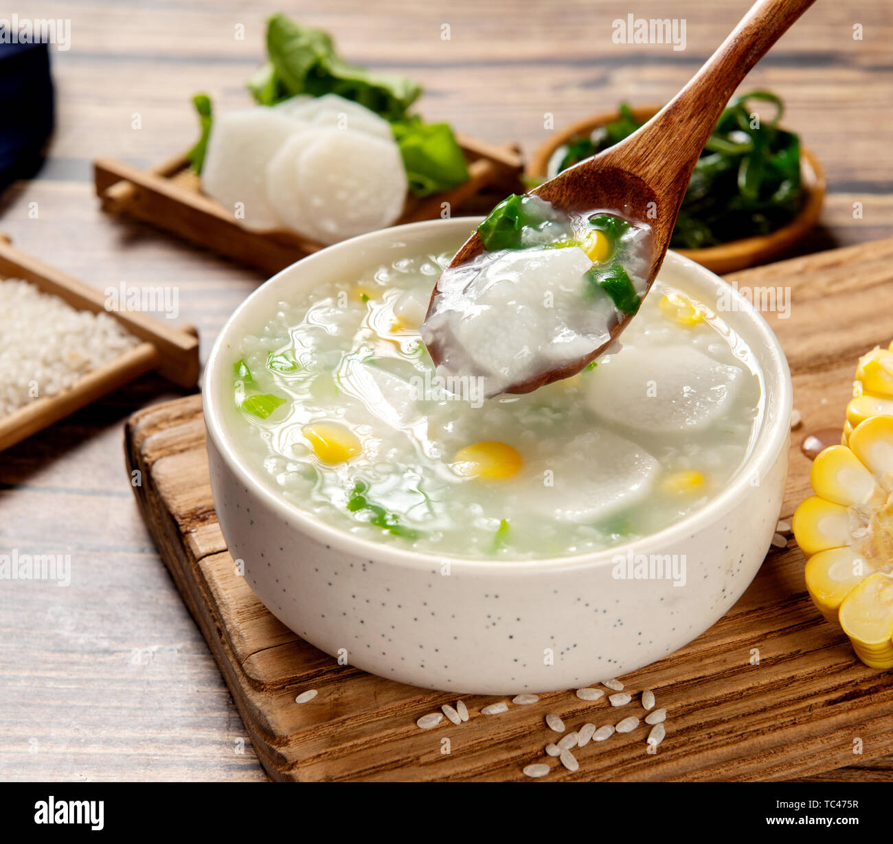 Rice yam polenta Stock Photo - Alamy