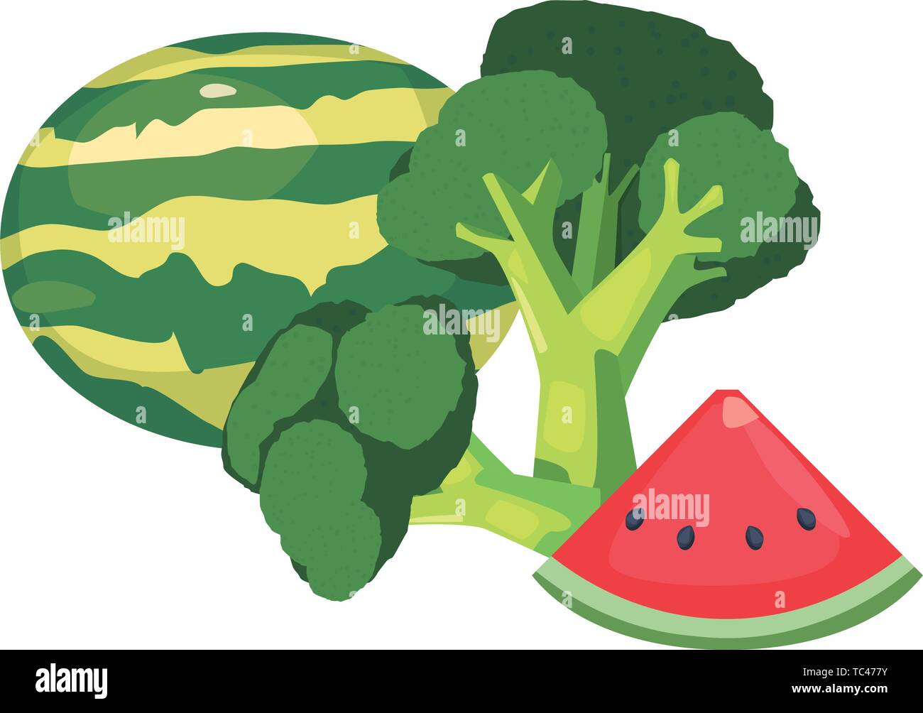 broccoli watermelon fresh food vector illustration design Stock Vector ...