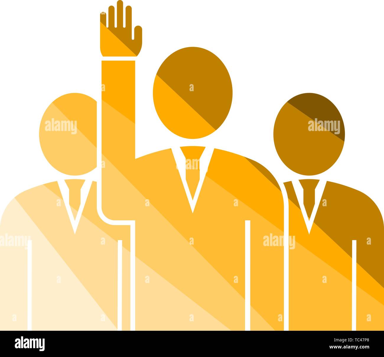 Voting Man With Men Behind Icon. Flat Color Ladder Design. Vector ...