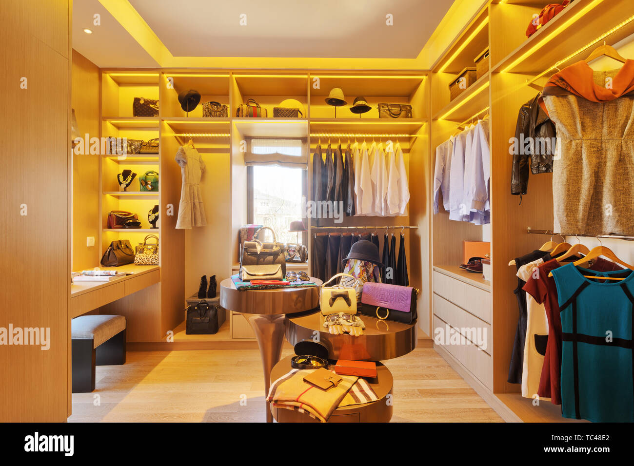 Interior of modern wardrobe Stock Photo - Alamy