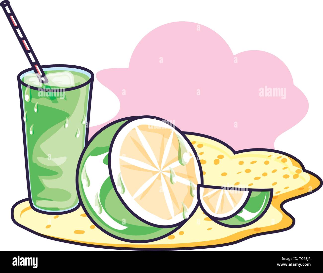 refresh juice in the beach with lemons fruit vector illustration design ...