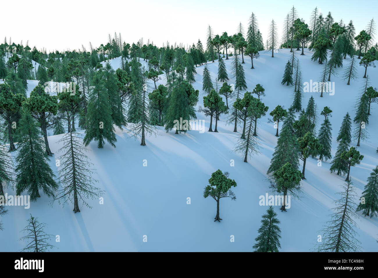 Three-dimensional modeling, forests and snow Stock Photo - Alamy