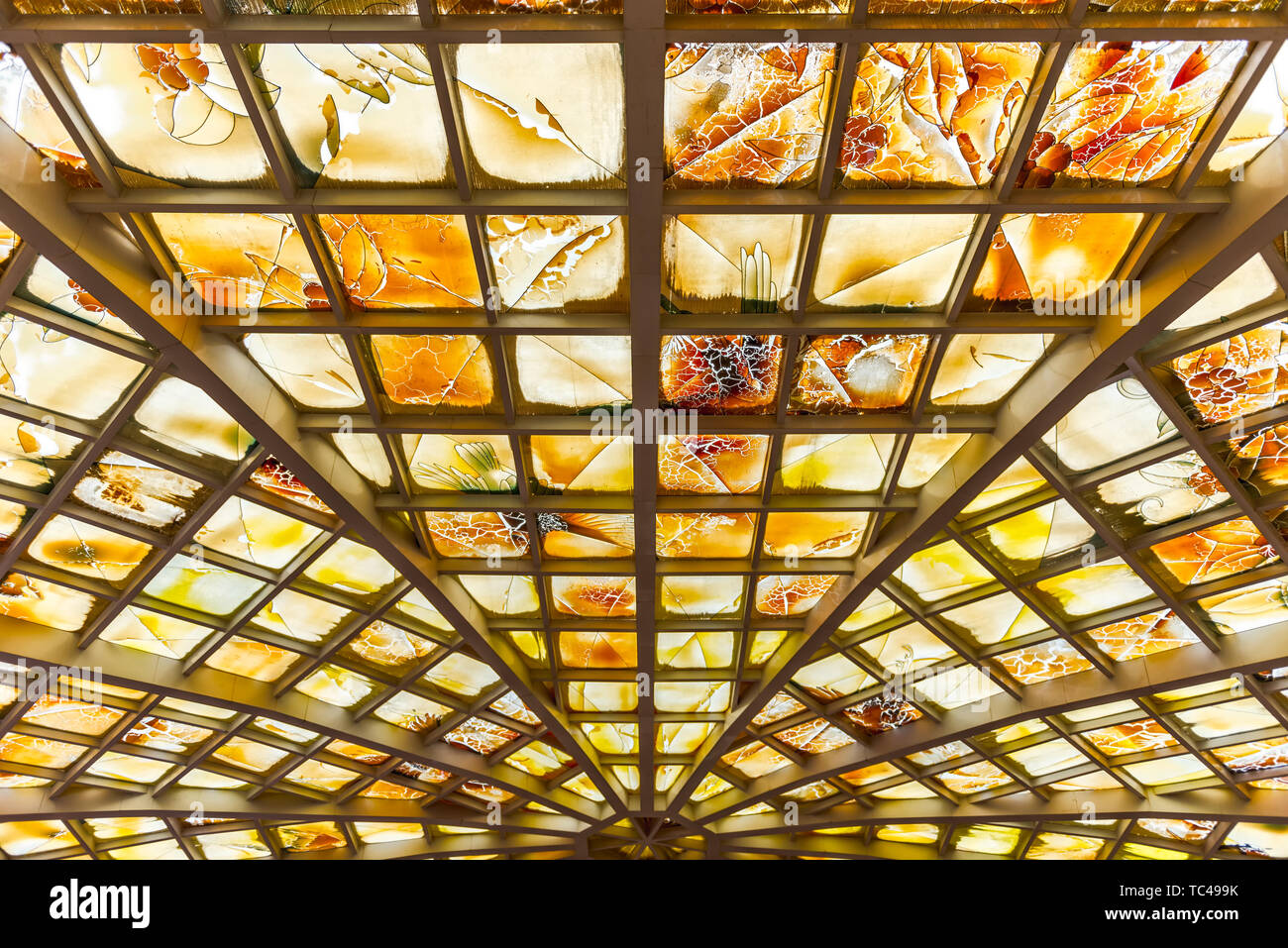 Modern stained glass roof close-up Stock Photo - Alamy
