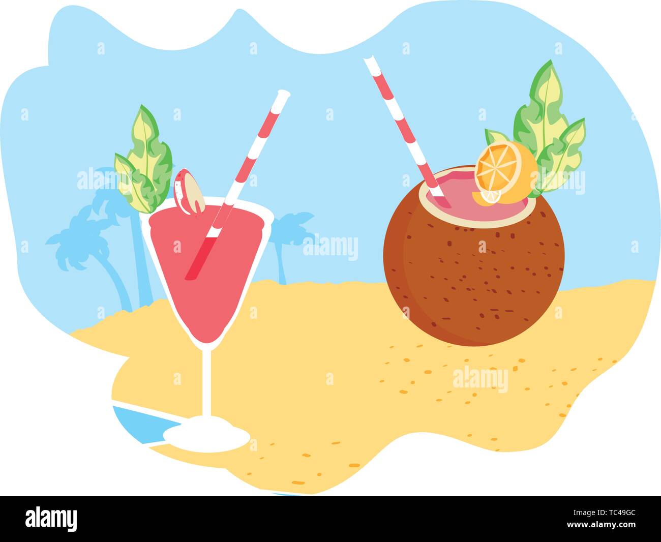 summer cocktails in the beach vector illustration design Stock Vector ...