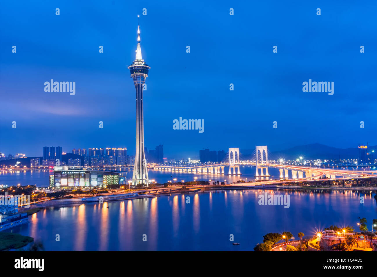 Macau Tower at night Stock Photo - Alamy