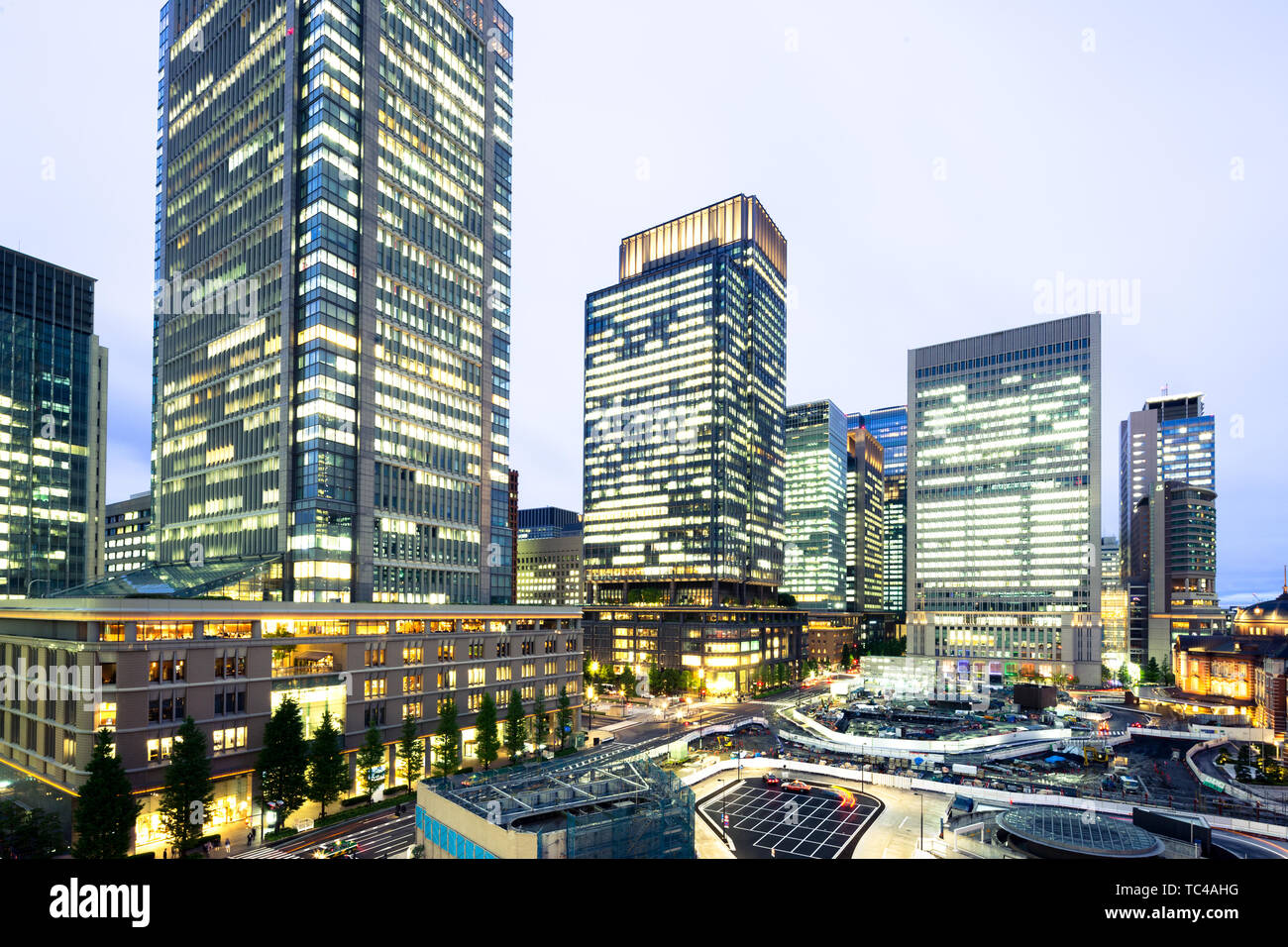 modern office buildings in downtown of tokyo at twilight Stock Photo ...