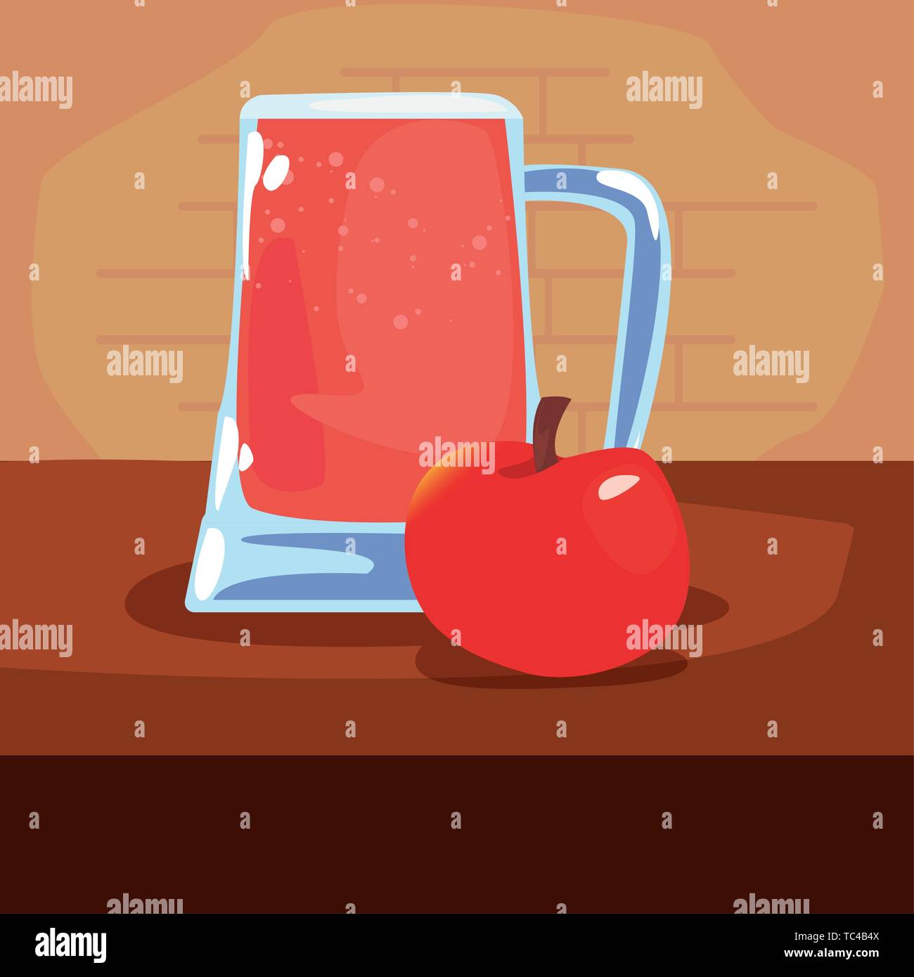 pitcher with fresh juice fruit apple vector illustration Stock Vector ...