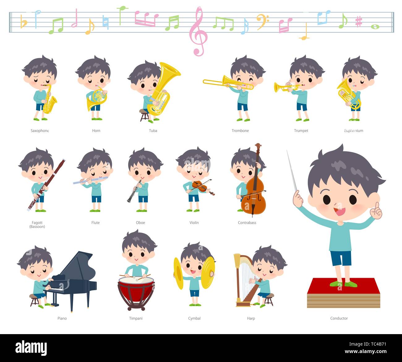 A set of boy on classical music performances.There are actions to play ...