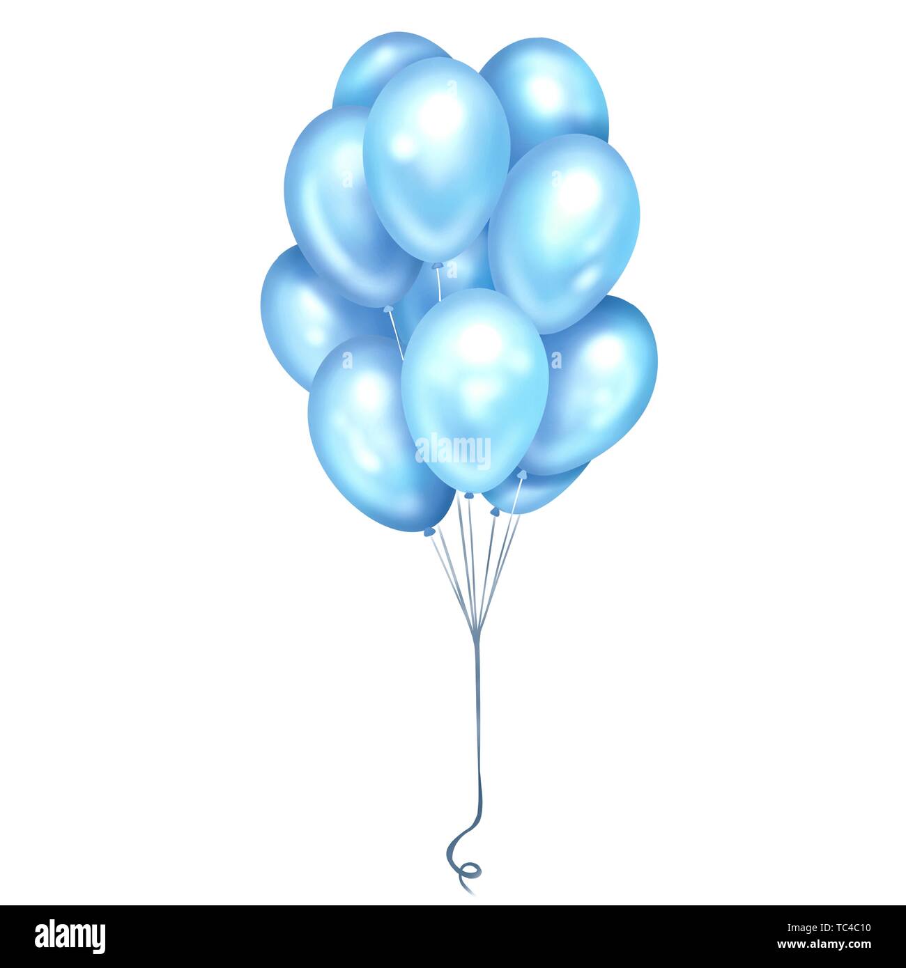 Blue air balloons isolated on white background Stock Photo - Alamy