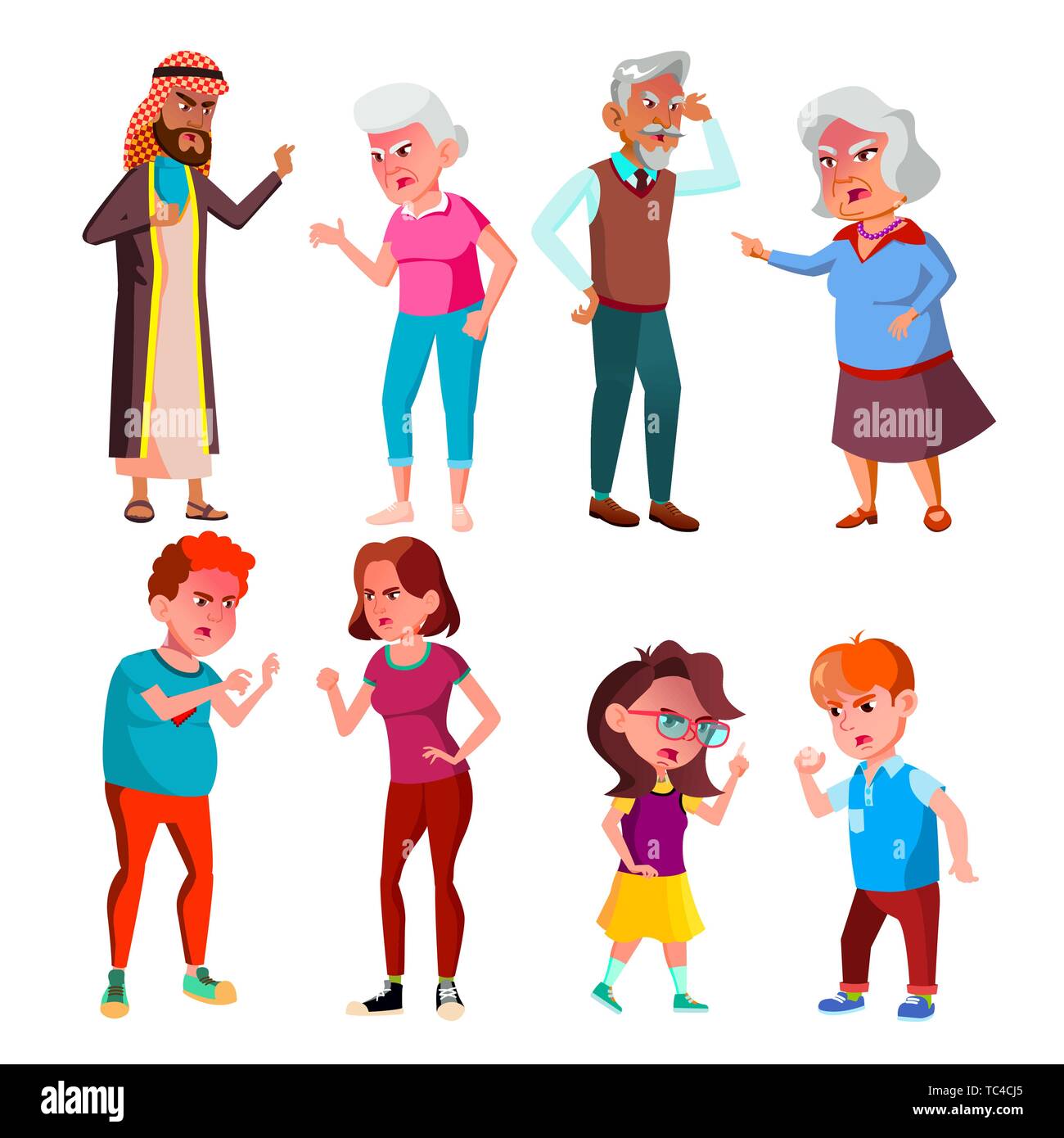Annoyed Stressful Screaming Characters Set Vector Stock Vector Image ...