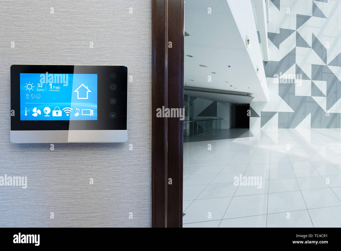 smart screen with smart home with empty office Stock Photo - Alamy