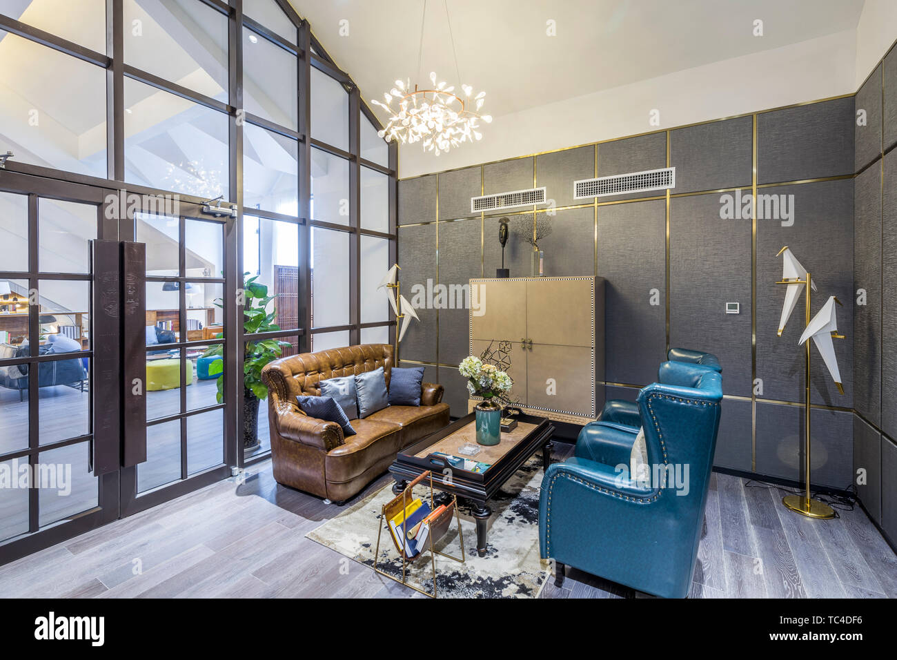 Design of interior design space of model room in modern living room ...