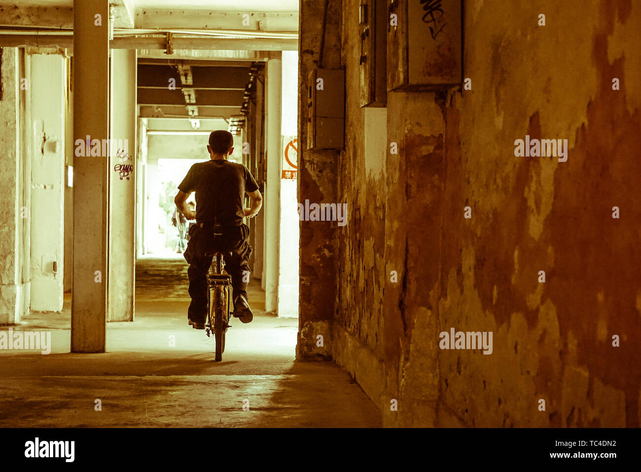 Red brick factory cycling Stock Photo - Alamy