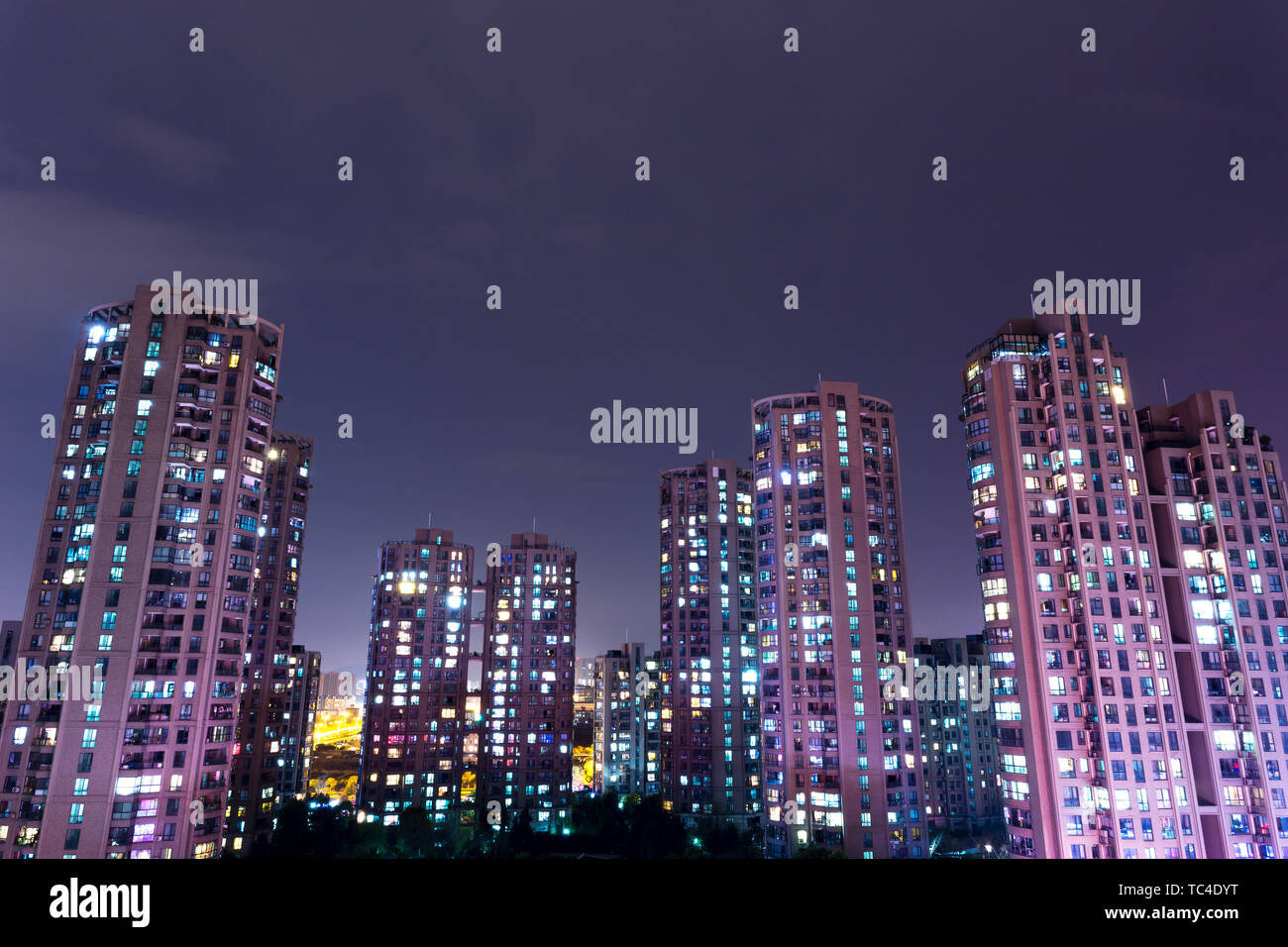 Modern city at night Stock Photo - Alamy