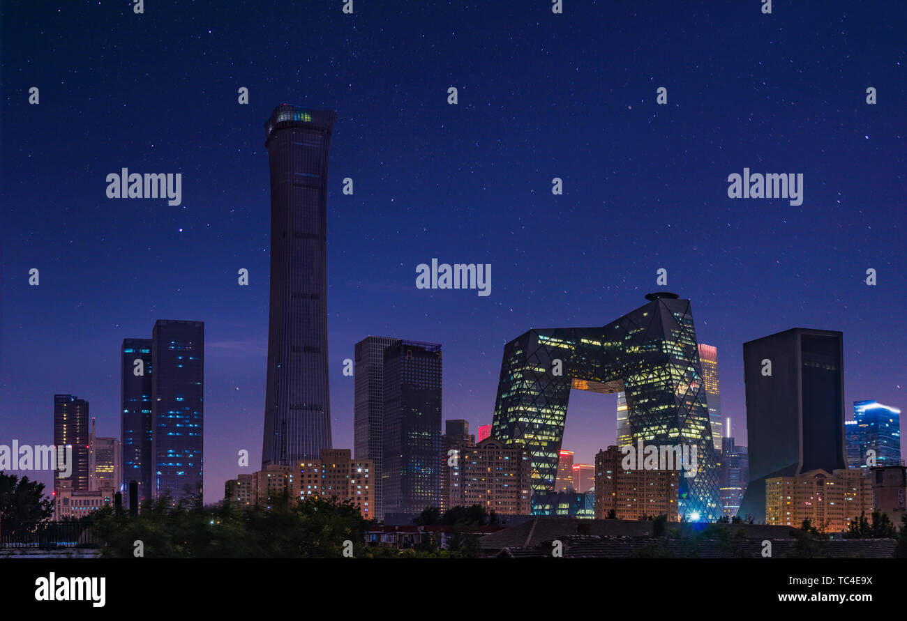 The bustling Beijing financial and business district under the stars of ...