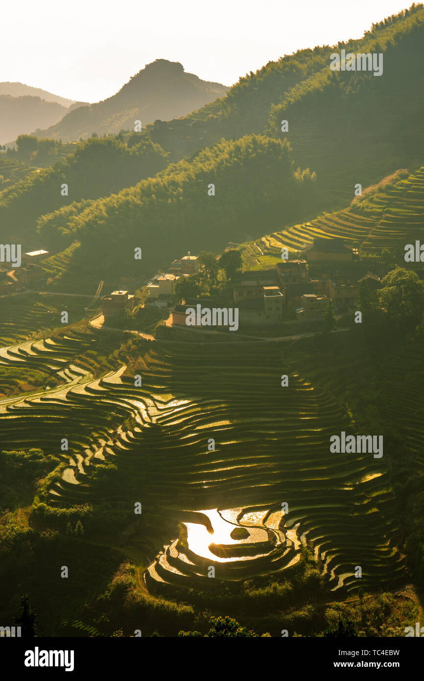 Night view of small town Stock Photo - Alamy