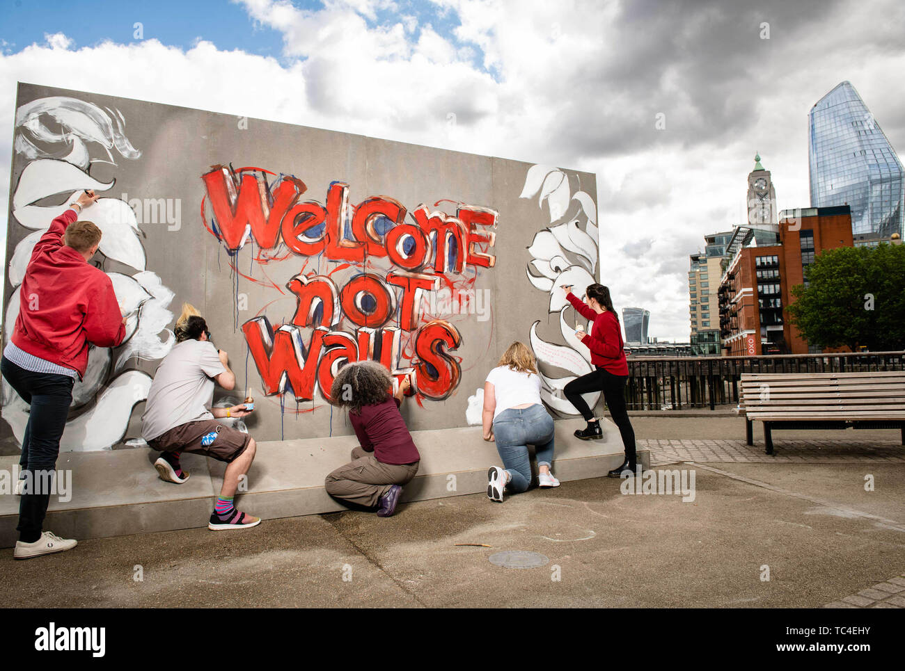 EDITORIAL USE ONLY A protest wall installation, to mark the state visit ...