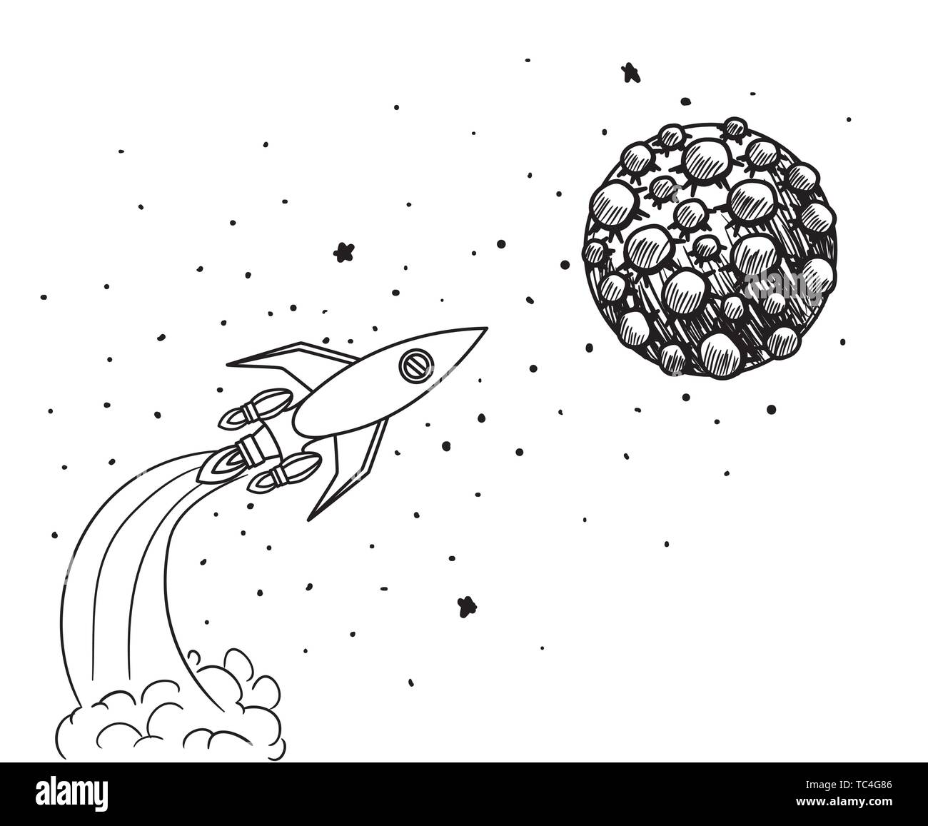 Planet draws of solar system and rocket design Stock Vector Image & Art ...