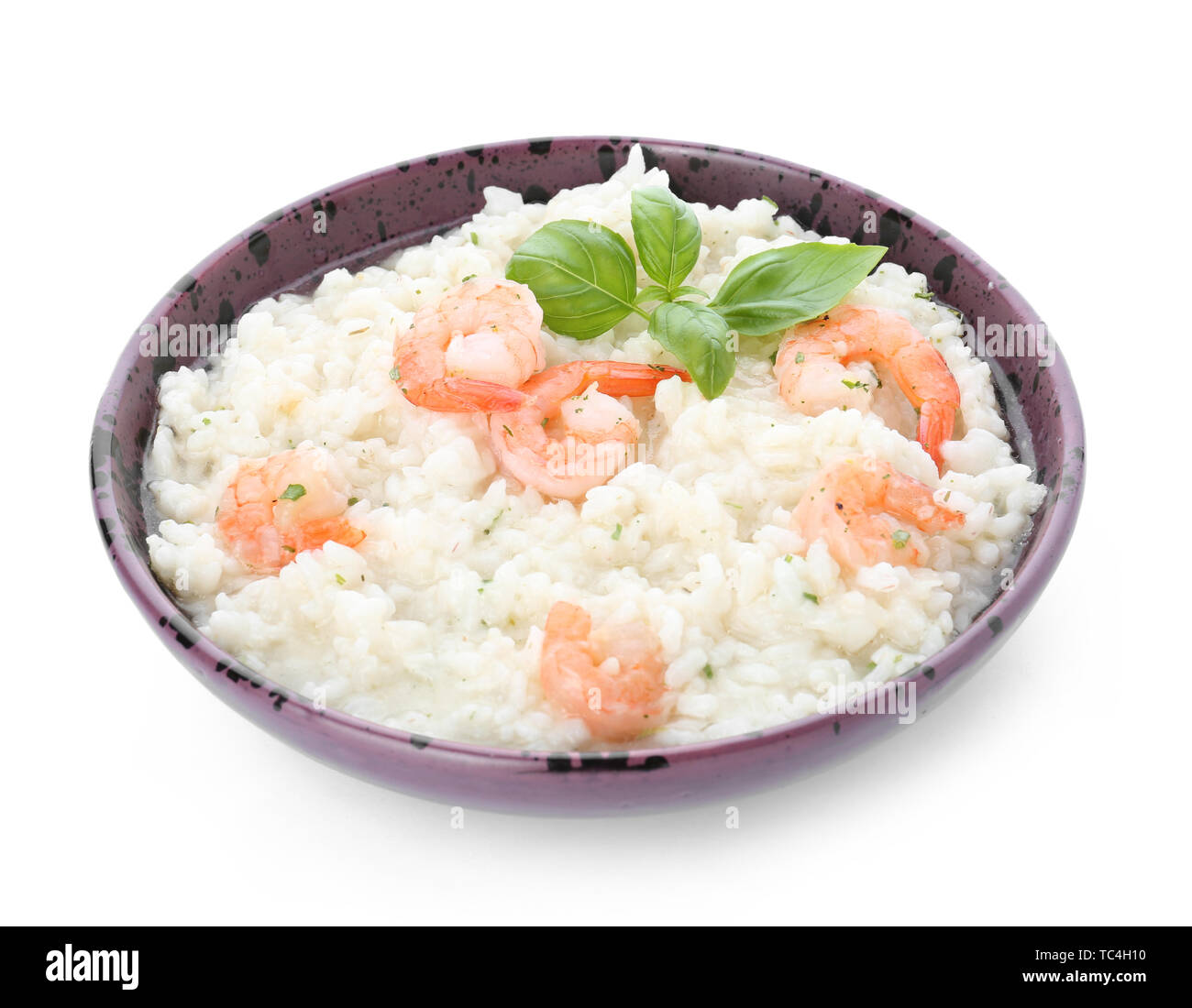 Plate with tasty risotto on white background Stock Photo - Alamy
