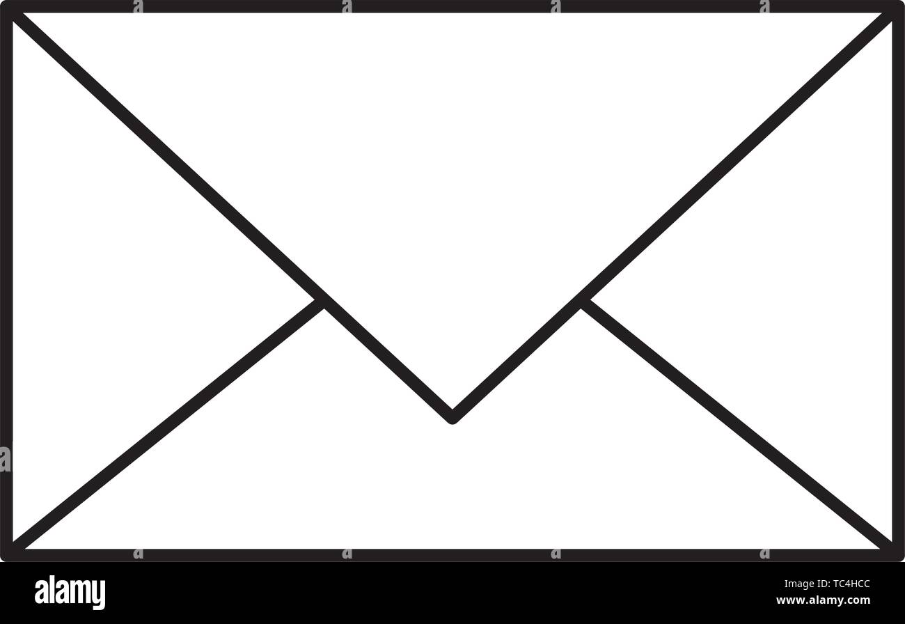 envelope on white background icon cartoon black and white Stock Vector ...