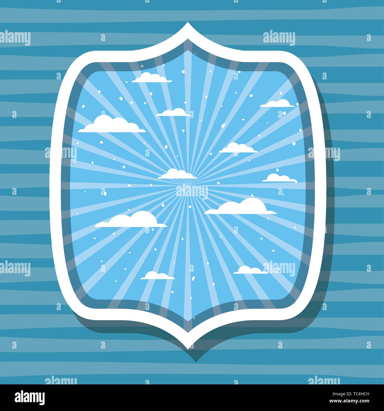 Striped and clouds design inside label vector illustration Stock Vector ...