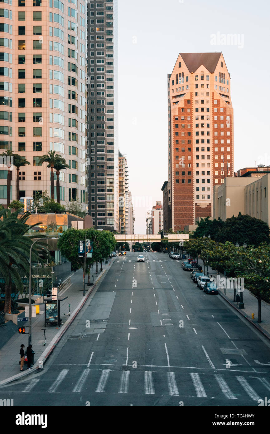 Cityscape view of 5th Street in downtown Los Angeles, California Stock ...