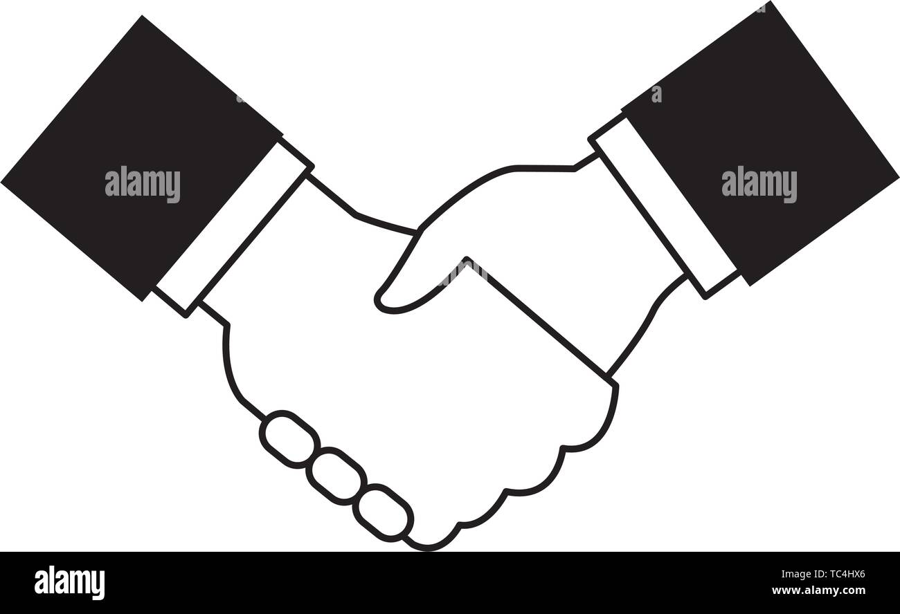business handshake icon cartoon isolated black and white Stock Vector ...
