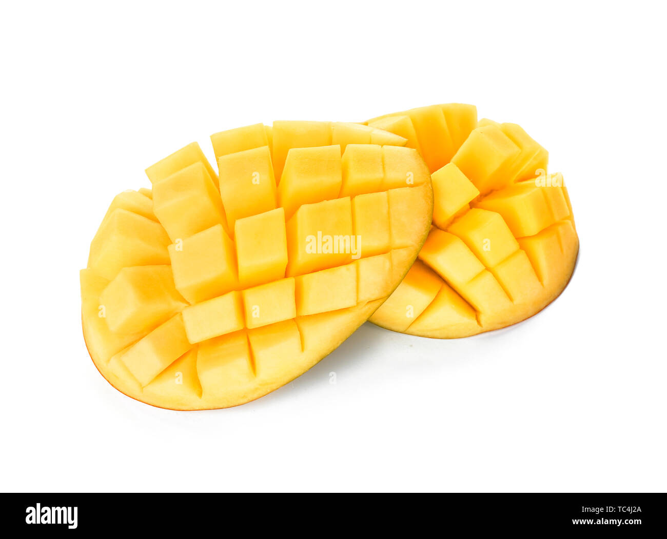 Cut fresh mango on white background Stock Photo - Alamy