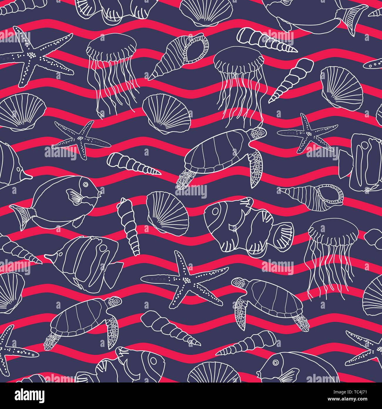 Cute under the Sea seamless pattern background Stock Vector Image & Art ...