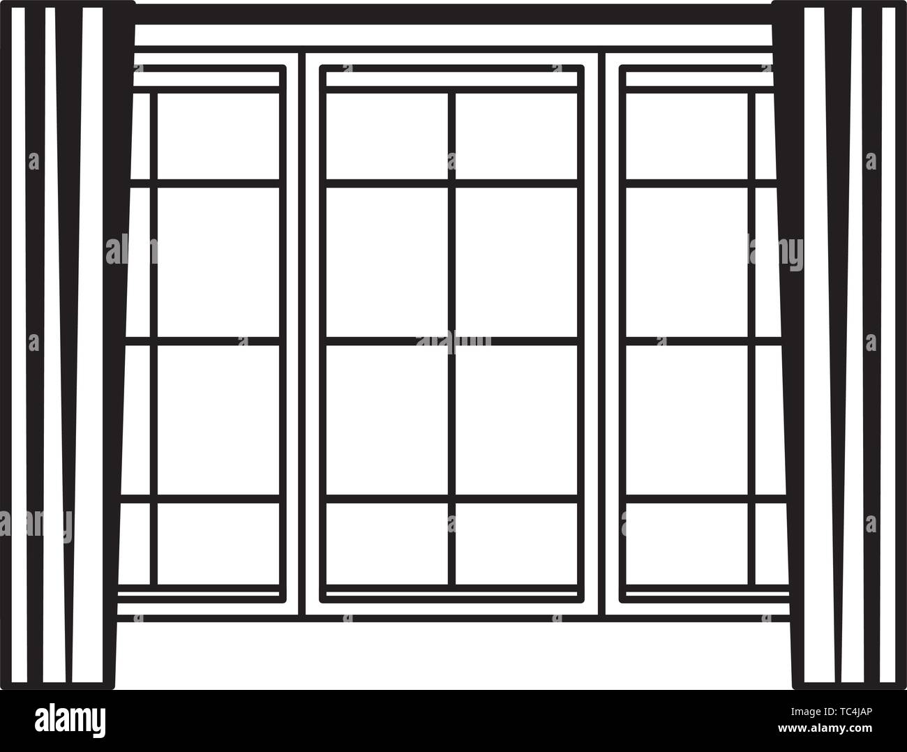 house window icon cartoon isolated black and white Stock Vector Image ...