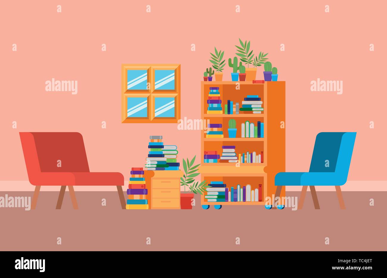 Home study room with books design Stock Vector Image & Art - Alamy