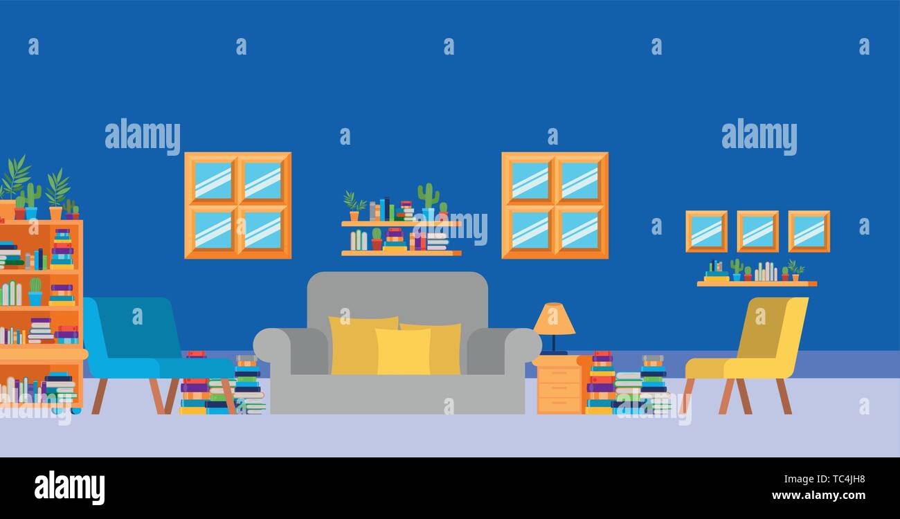 Home study room with books design Stock Vector Image & Art - Alamy