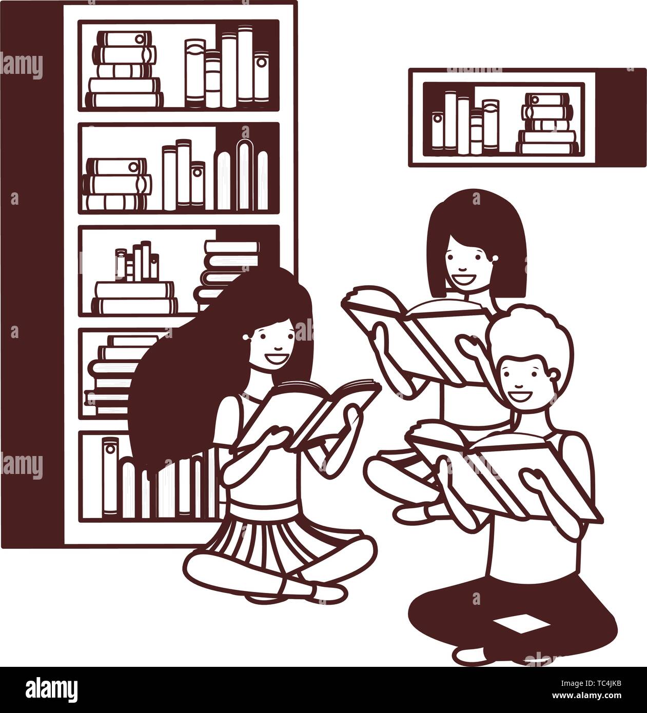group of student with reading book Stock Vector Image & Art - Alamy