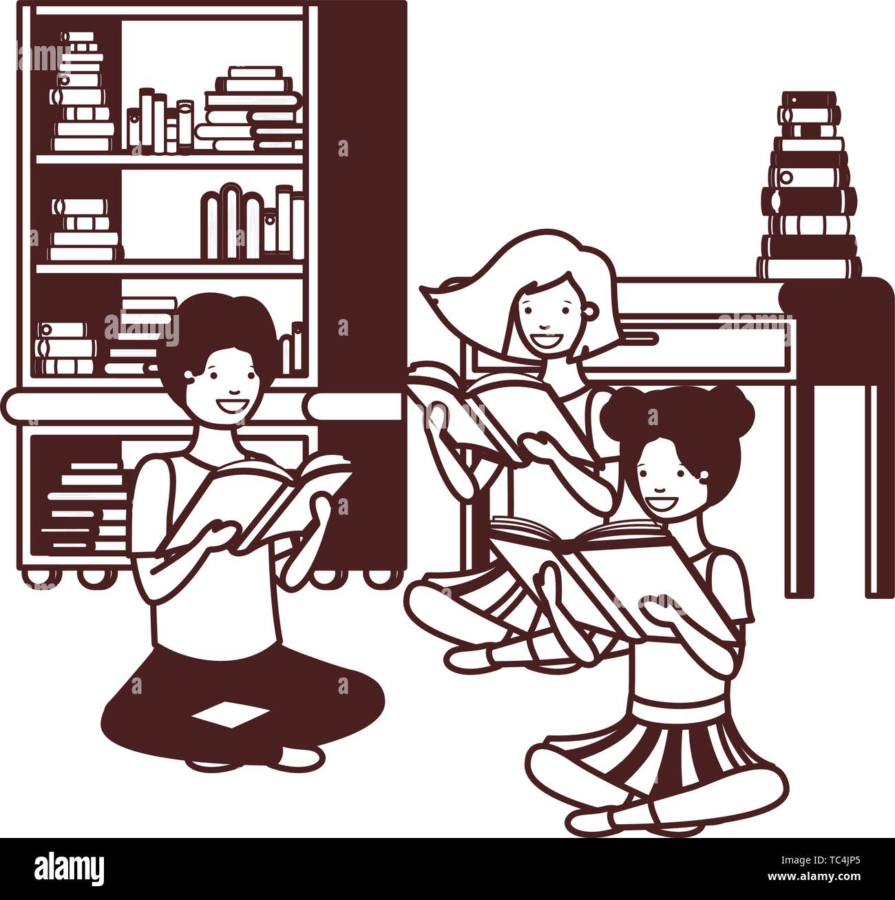 group of student with reading book Stock Vector Image & Art - Alamy