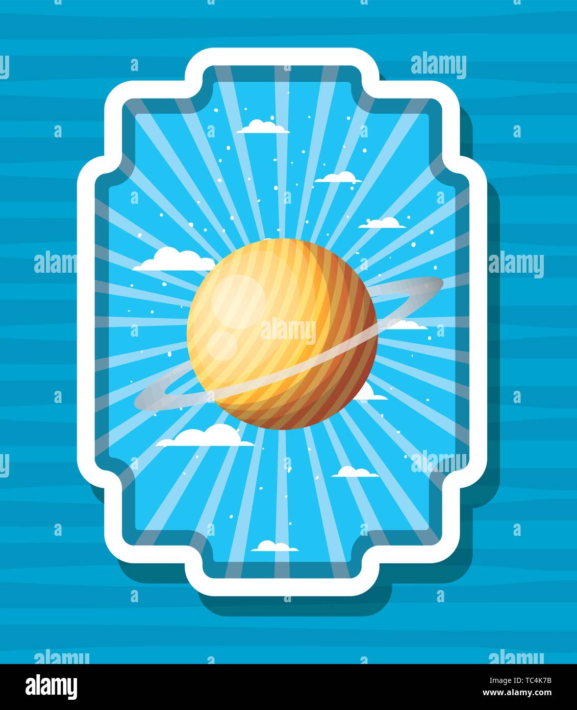 Space planet over striped label design vector illustration Stock Vector ...