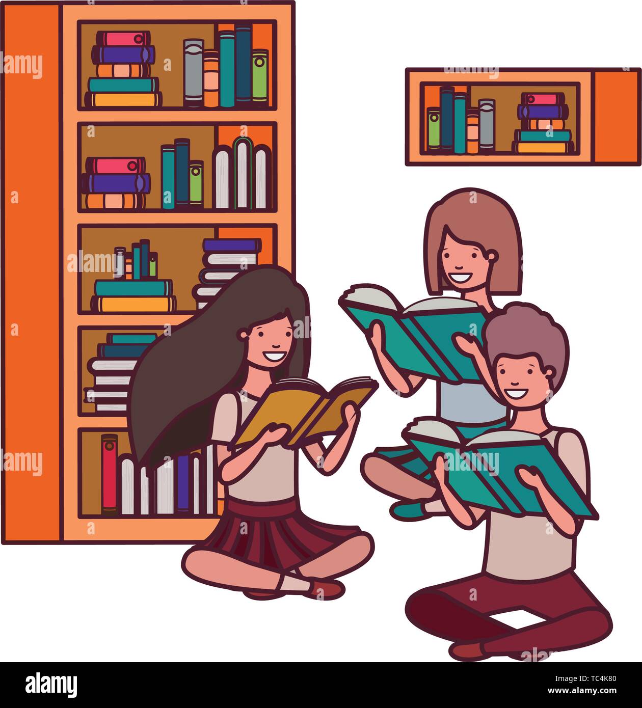 group of student with reading book Stock Vector Image & Art - Alamy