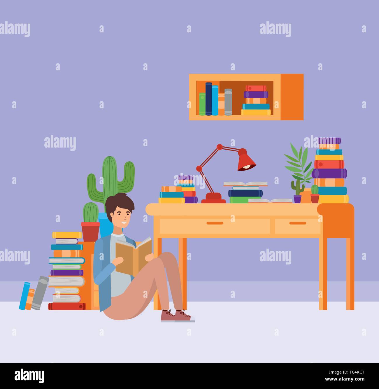 Home study room with books design Stock Vector Image & Art - Alamy