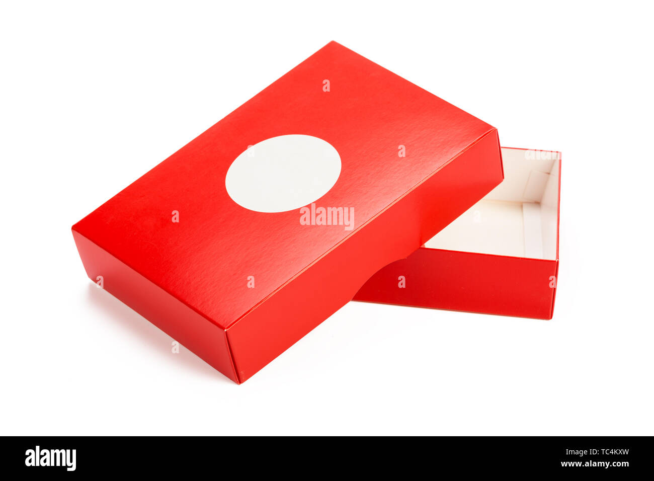 Open red shoe box isolated on white Stock Photo - Alamy