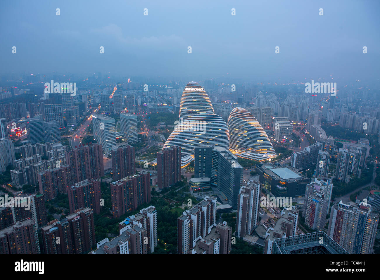 Night view of Wangjing Stock Photo - Alamy