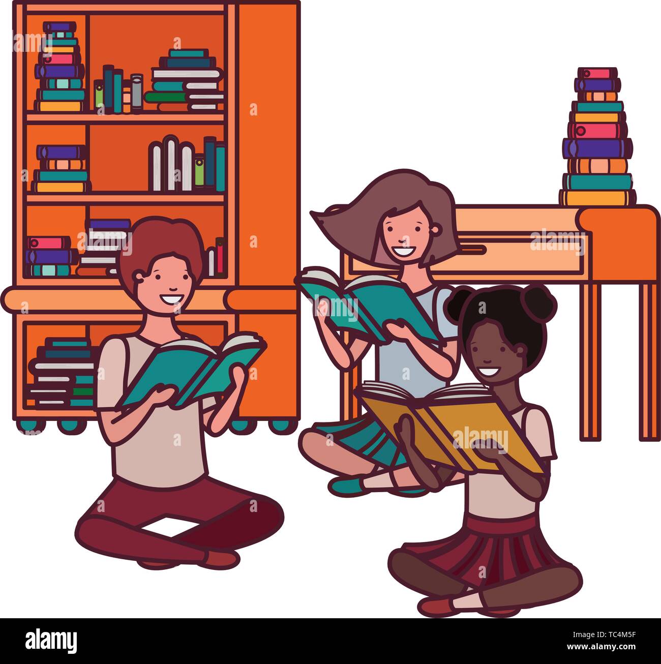 group of student with reading book Stock Vector Image & Art - Alamy