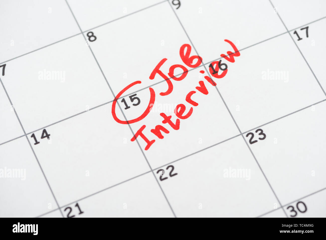 print calendar with red mark and job interview lettering Stock Photo ...