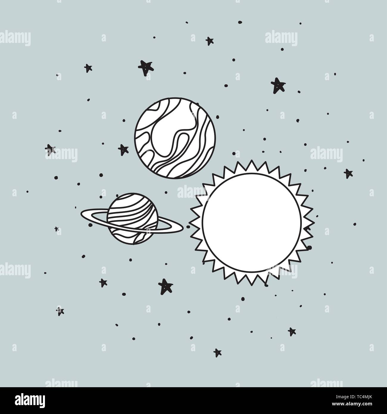 Planets and stars in the space design vector illustration Stock Vector ...