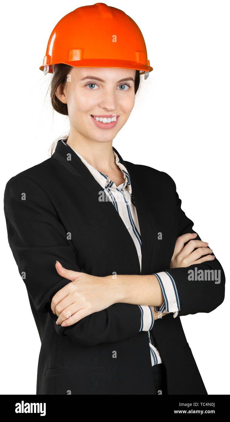 Smiling business woman engineer Stock Photo - Alamy