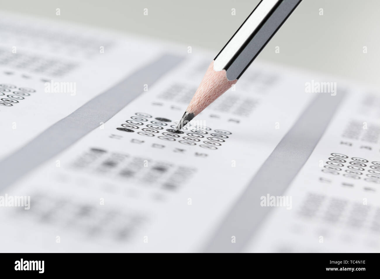 Test score sheet with answers Stock Photo - Alamy