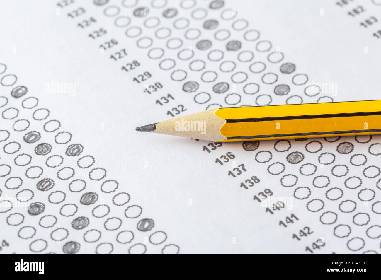 Test score sheet with answers Stock Photo - Alamy